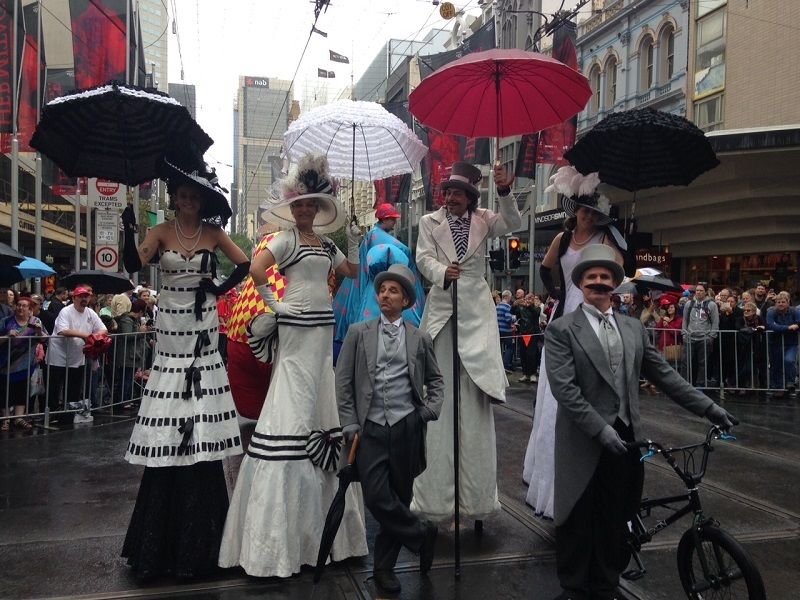 Black and White Spring Racing Ladies - Stilt Walkers - EntertainOz